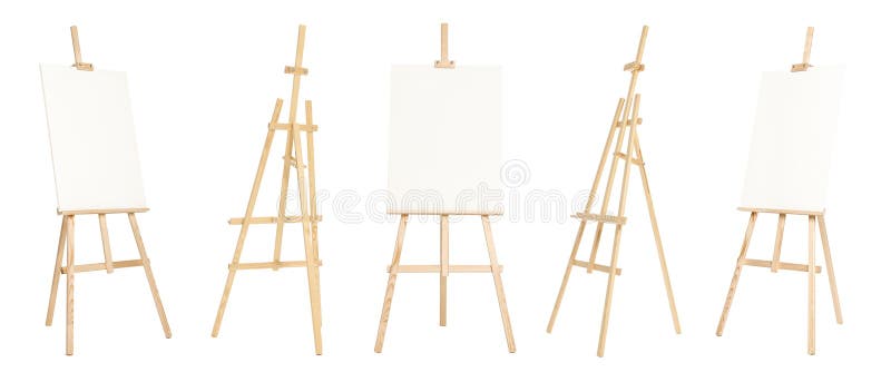Wooden Easel Isolated on White, Different Sides Stock Photo - Image of ...