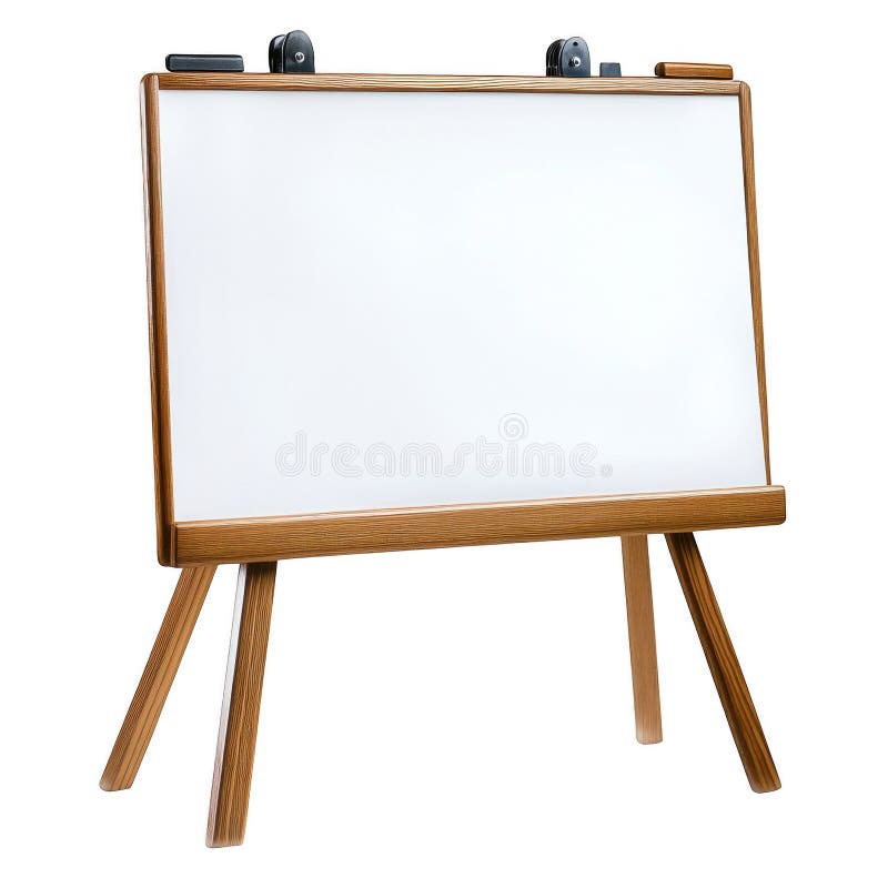 Wooden Easel Whiteboard with Accessories Isolated on Transparent ...