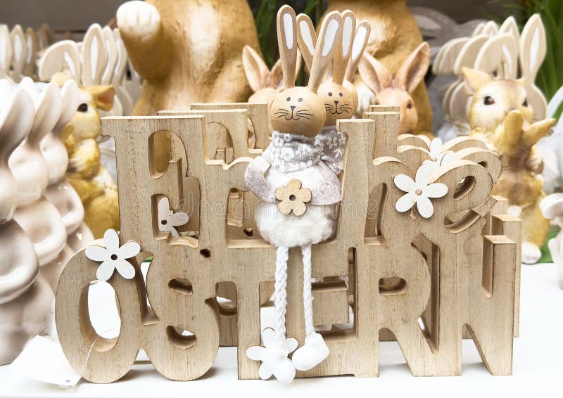 Wooden Easter Bunny Decor with Flowers and Playful Design, Easter ...