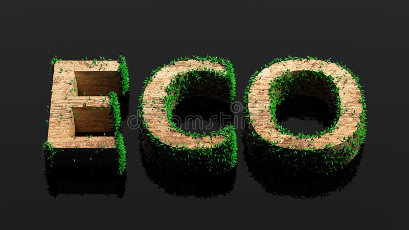 Wooden Eco Word with Vegetation Growth Stock Illustration ...