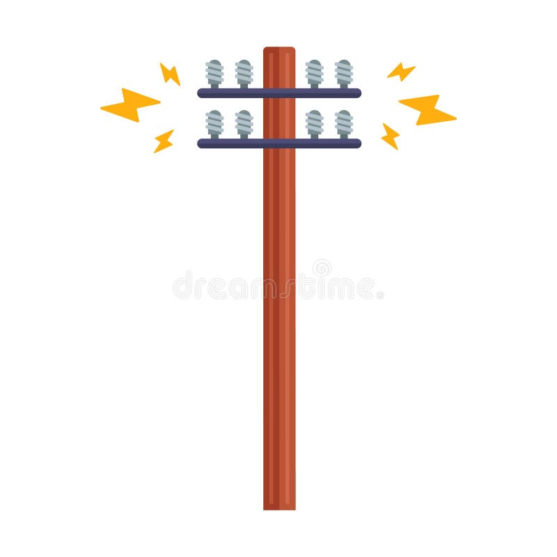 Wooden Electric Pole for Electricity Flow. Stock Vector - Illustration ...