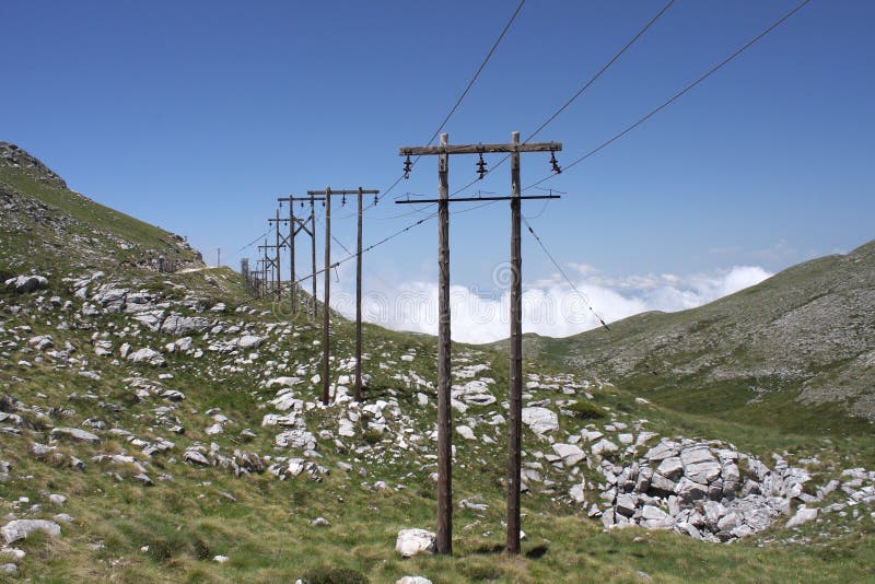 Wooden electric poles stock image. Image of voltage, cable - 25379081