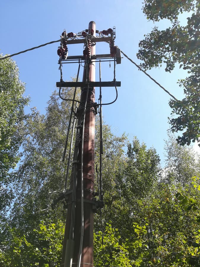 Wooden electrical pole stock image. Image of electrical - 245573529