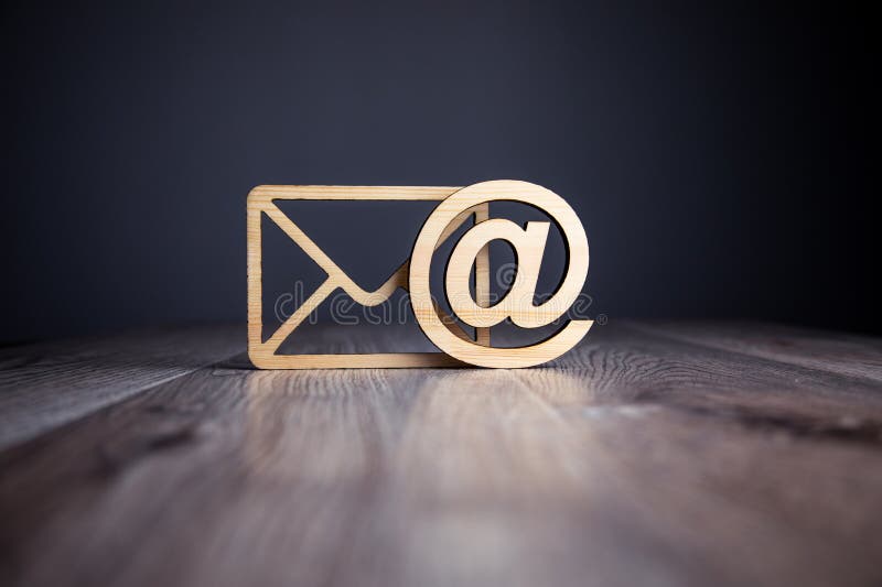 Wooden Envelope Letter and E Mail Symbols Stock Photo - Image of ...