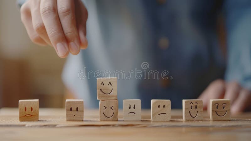 The Wooden Emotion Blocks.AI Generated Image Stock Image - Image of ...