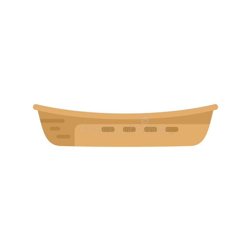 Wooden Empty Canoe Floating on White Background Stock Vector ...