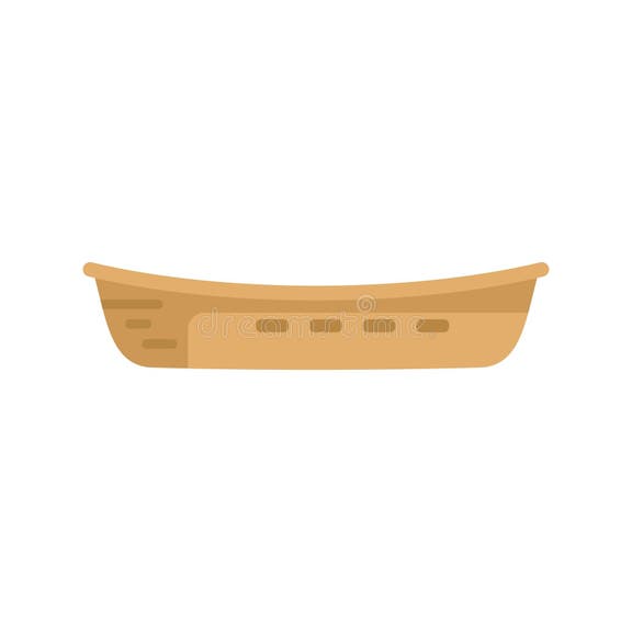 Wooden Empty Canoe Floating on White Background Stock Vector ...