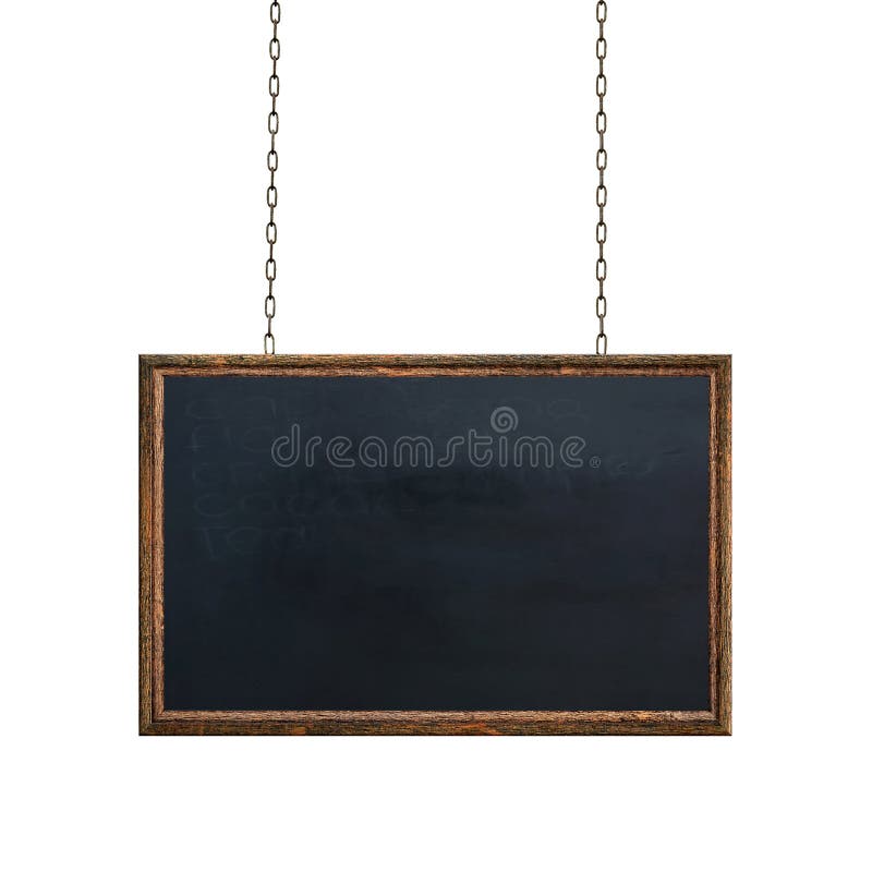 Wooden Empty Dirty Sign Hanging on Iron Chains. Rectangular Frame with ...