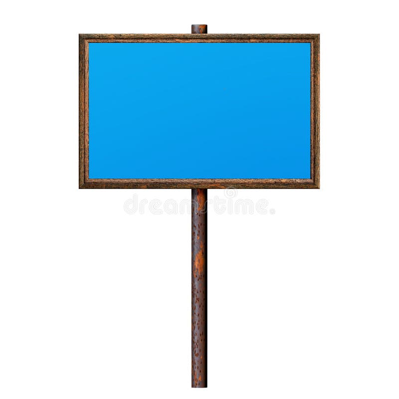 Wooden Empty Dirty Sign on Rusty Pole. Rectangular Frame with Empty ...