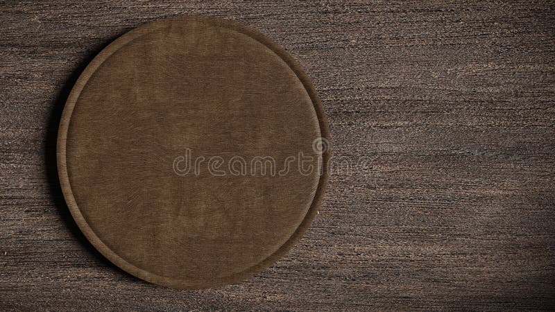 Wooden Empty Food Plate on a Table - Top View. 3d Illustration ...