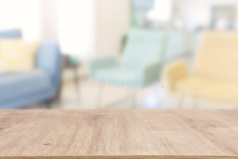 Wooden Empty Table in Front of Living Room Interior. for Product ...