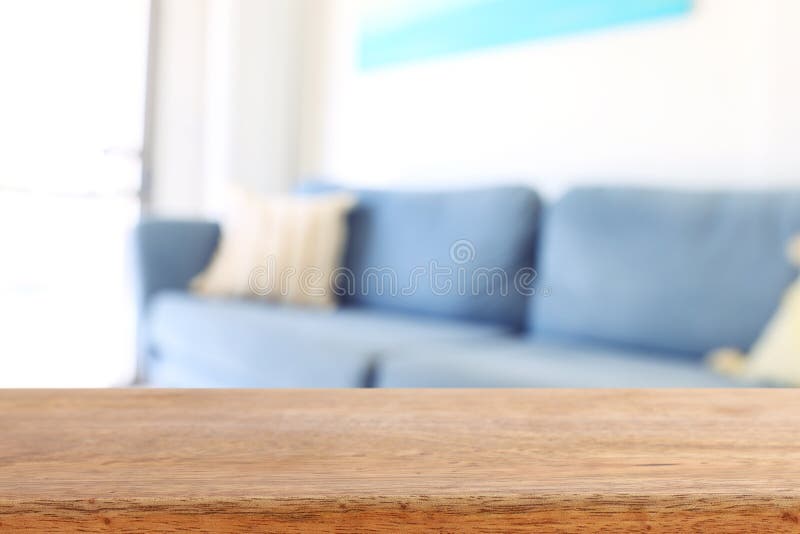 Wooden Empty Table in Front of Living Room Interior. for Product ...