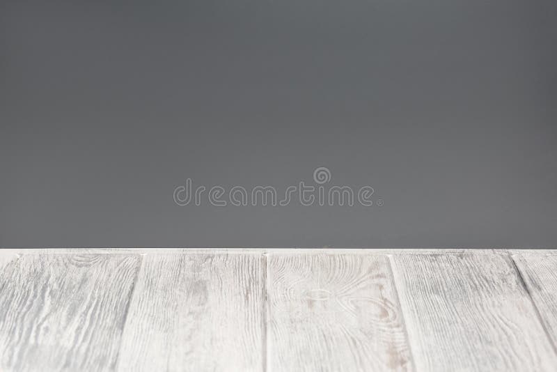 Wooden Empty Table with a Gray Background Behind Stock Photo - Image of ...
