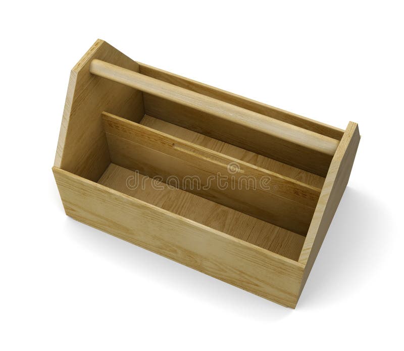 Empty Wooden Toolbox. 3d Image on White Background Stock Photo - Image ...