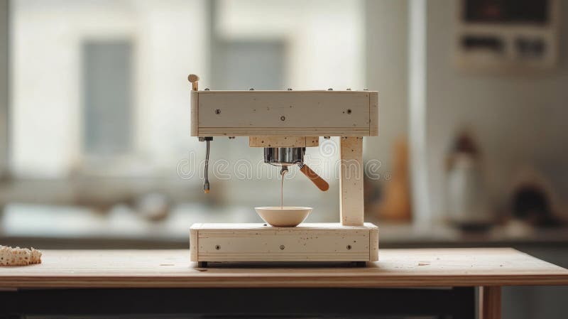 Wooden Espresso Machine Brewing Coffee Stock Illustration ...