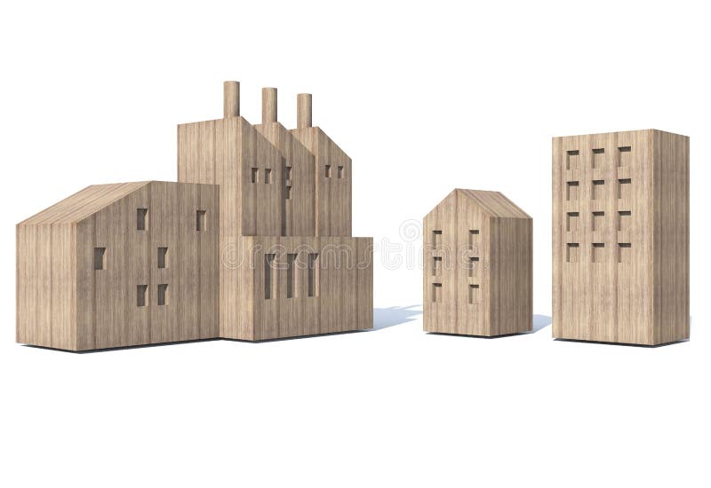 Wooden Factory and Building Stock Illustration - Illustration of ...