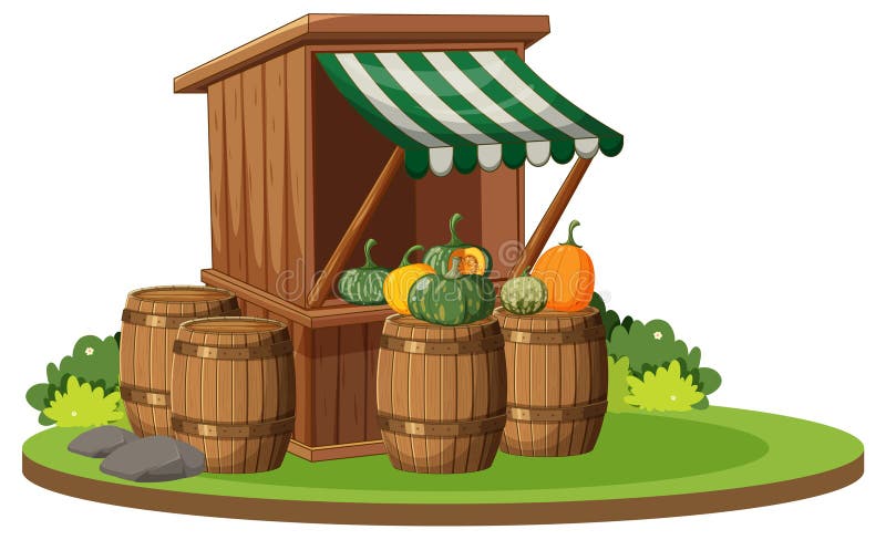 A wooden farm stand stock vector. Illustration of autumn - 315846476