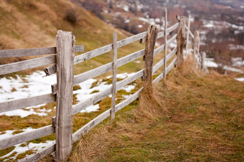 Wooden Fence in the Countryside Stock Photo - Image of green, landscape ...