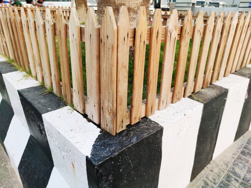 Wooden Fence on Footpath for Protection of Plants, Stock Image - Image ...