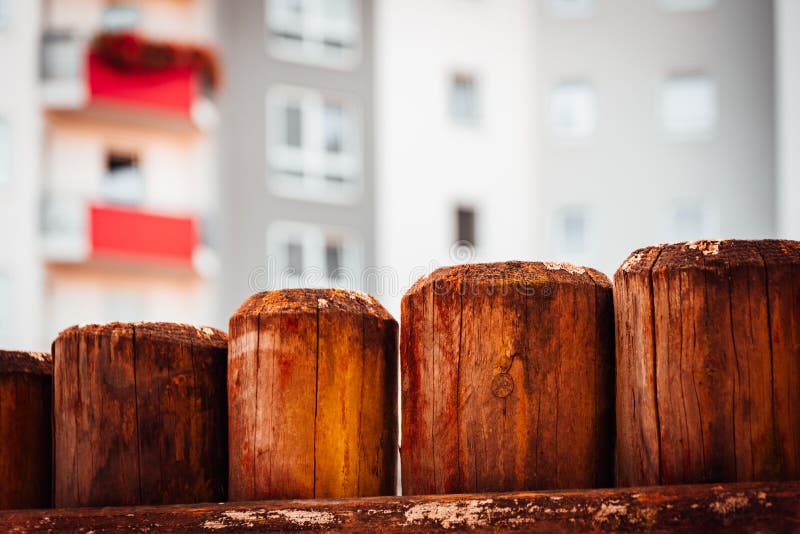 A Wooden Fence in Front of a Skyscraper Stock Image - Image of downtown ...
