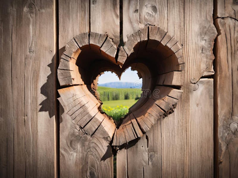 Wooden Fence with a Heart Shape Stock Illustration - Illustration of ...