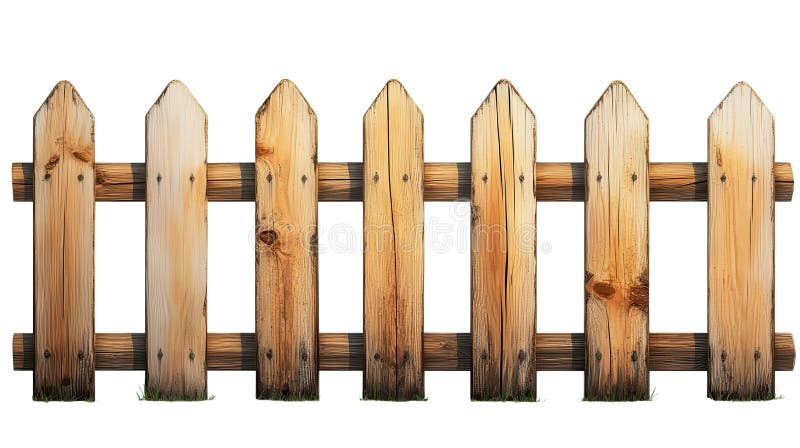 Wooden Fence Section Rustic Picket Fence Isolated on White Stock Photo ...