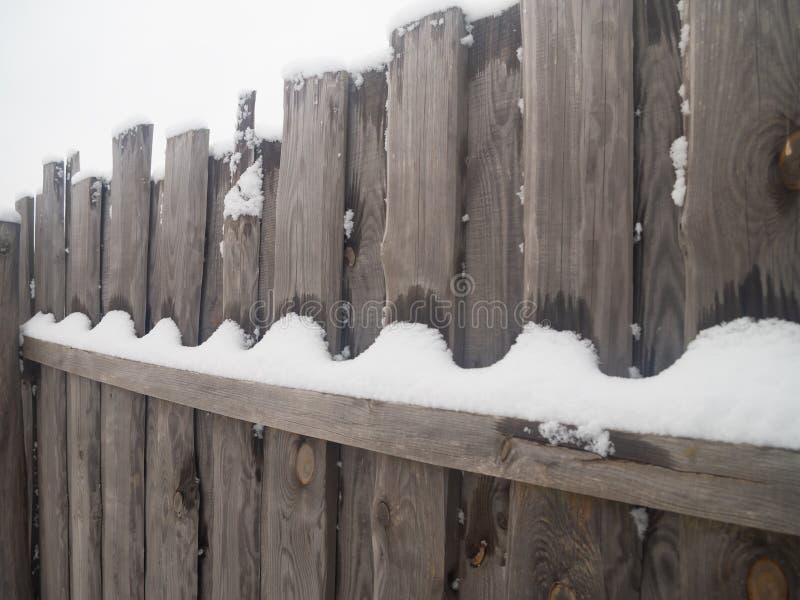 Wooden fence at winter stock image. Image of fence, outdoor - 252078957