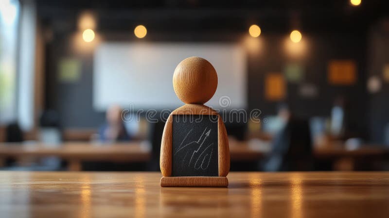 Wooden Figure with Chalkboard in an Office Environment. Stock Photo ...