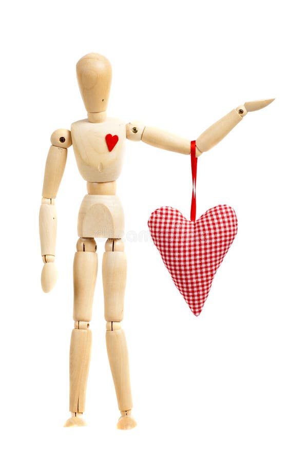 Wooden figure with heart stock image. Image of human - 30648673