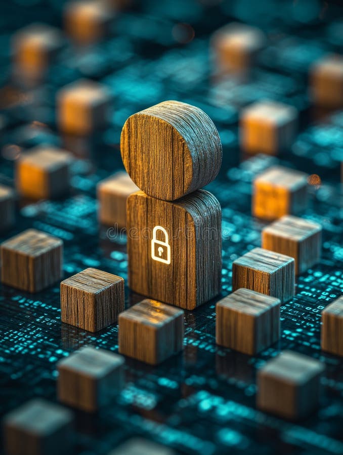Wooden Figure Lock Symbol Digital Background Stock Photos - Free ...