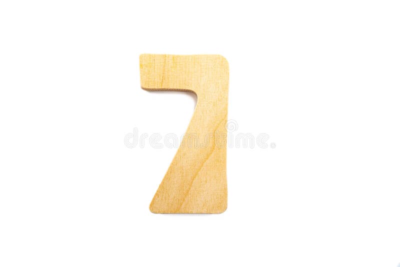 Wooden Figure Number Seven with Shadow Isolated on White Background ...