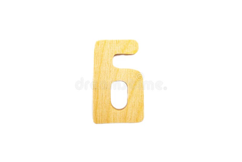 Wooden Figure Number Six with Shadow Isolated on White Background Stock ...