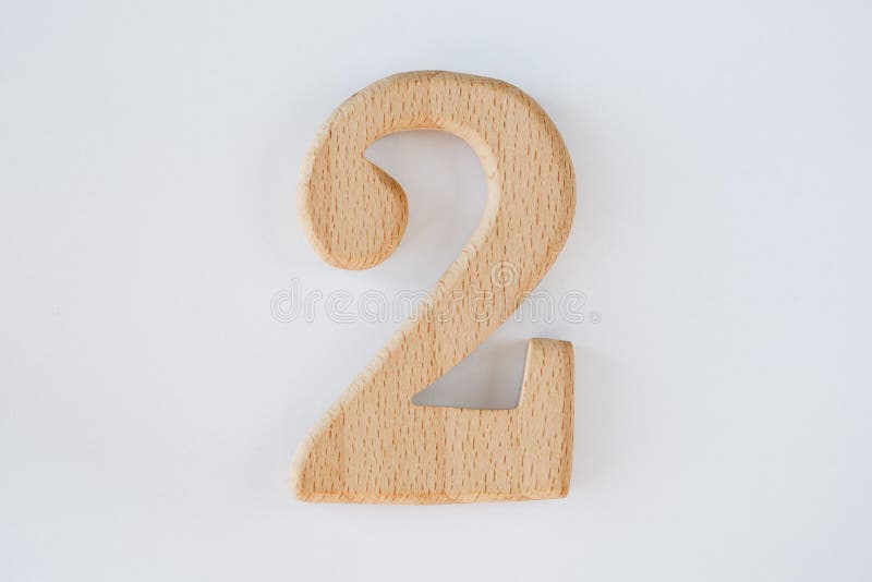 Wooden Figure Number Two Isolated on White Background. Stock Photo ...