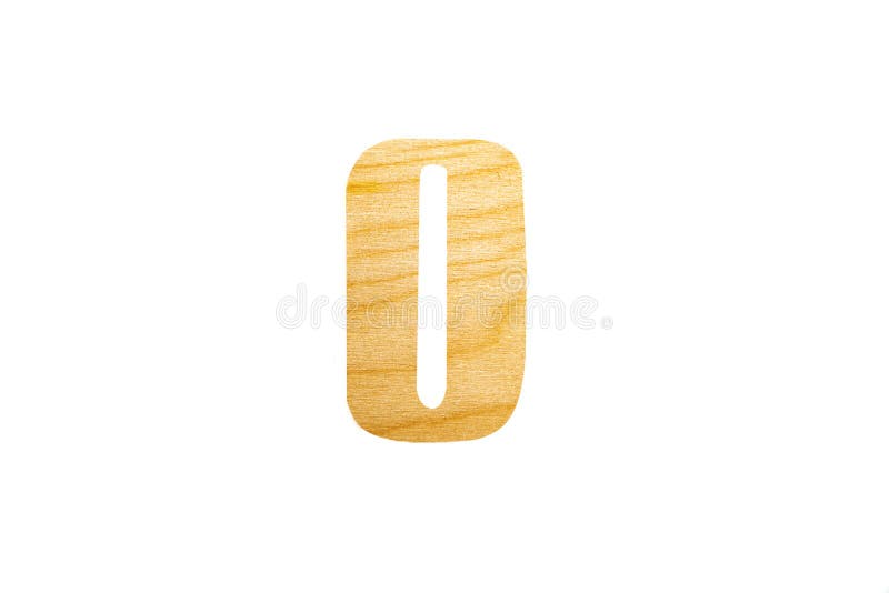 Wooden Figure Number Zero with Shadow Isolated on White Background ...