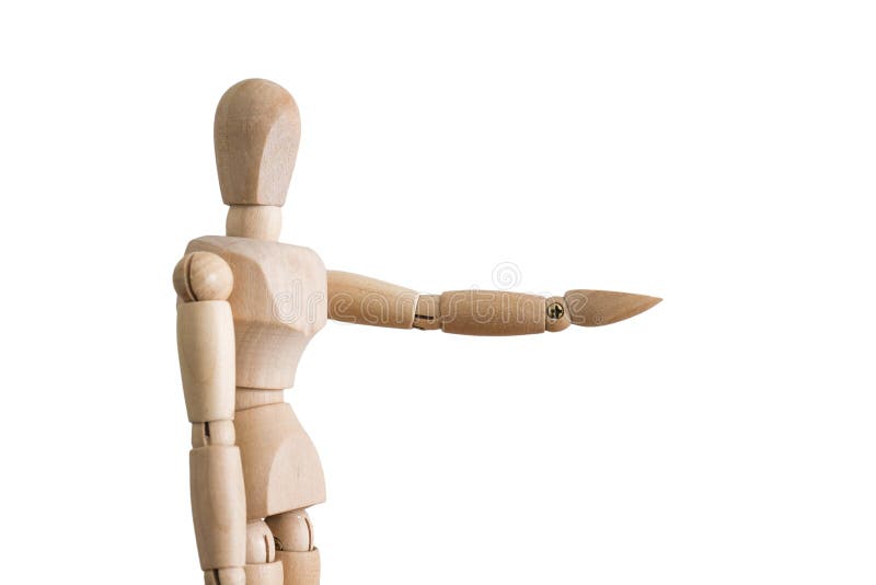 Wooden Figure Present Something on Hand, Isolated on White Background ...