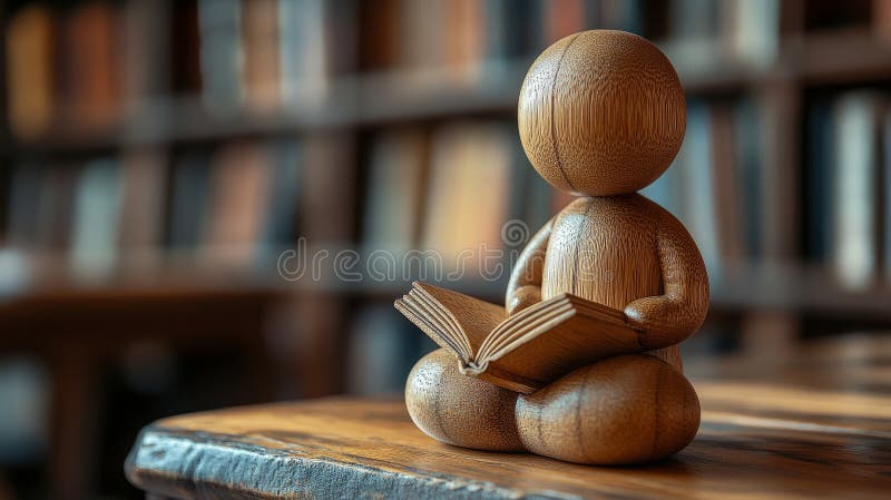 Wooden Figure Reading Book Library Setting Stock Photos - Free ...
