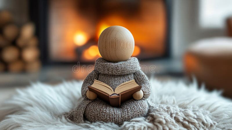 Wooden Figure Reading Cozy Fireplace Stock Photos - Free & Royalty-Free ...