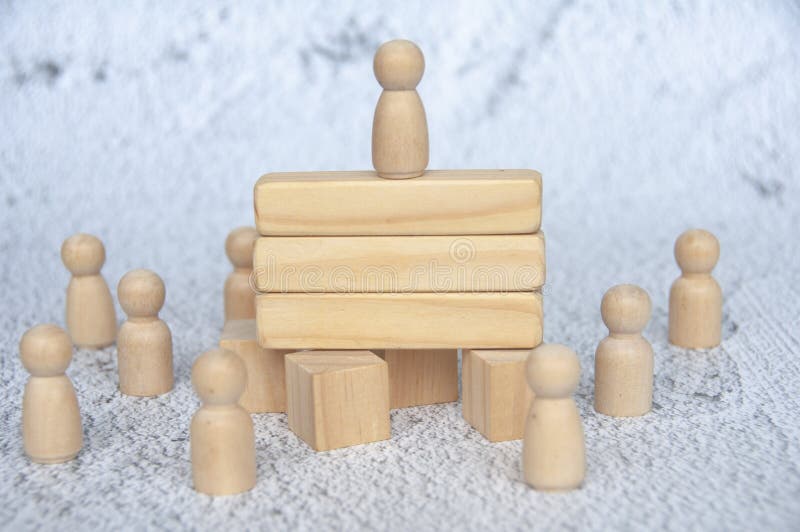 Wooden Figure on Top of Wooden Blocks with Customizable Space for Text ...