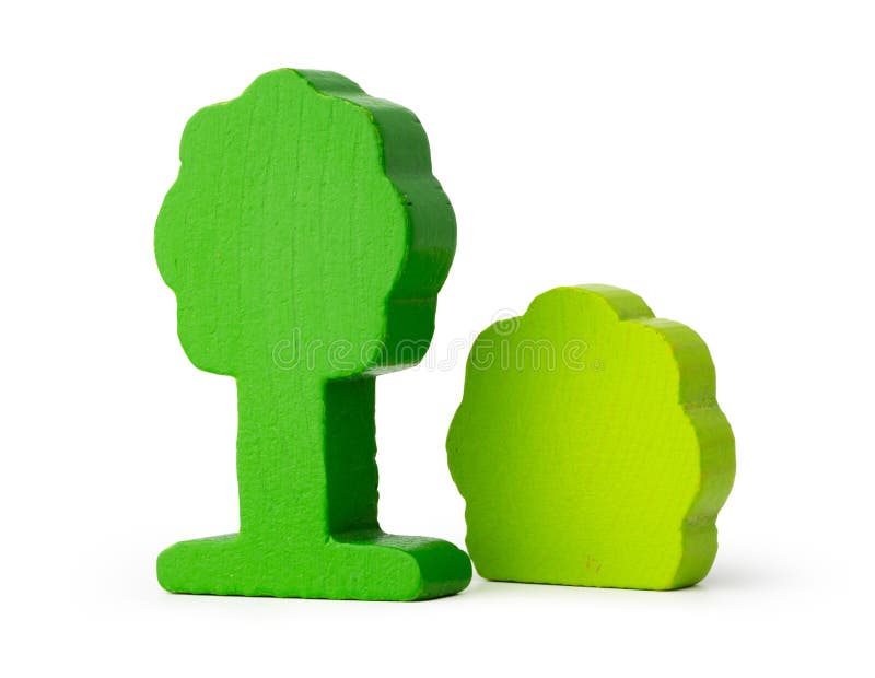 Wooden Figure of Tree Isolated on White Stock Image - Image of green ...