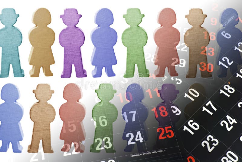Wooden Figures and Calendar Pages Stock Photo - Image of colors, female ...