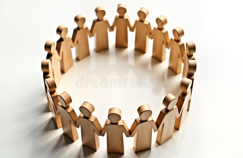 Wooden Figures Form Circle. Linked by Hands. Symbolic Representation of ...