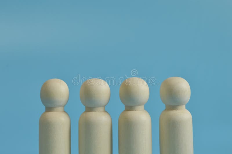 Wooden Figures of People in a Row. Teamwork Concept Stock Image - Image ...