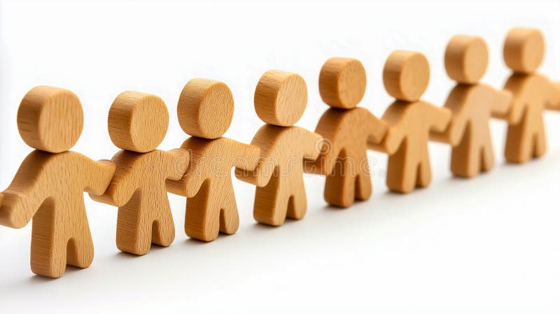 Wooden Figures of Persons Standing Side by Side Stock Illustration ...