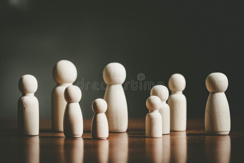 Wooden Figures Representing a Group of People, Teamwork Concept Stock ...