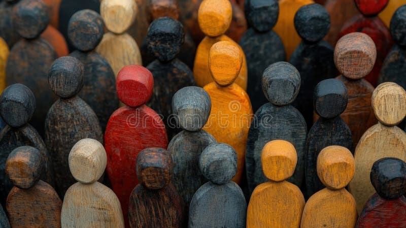 Wooden Figures Representing People Create Vibrant and Diverse Scene ...