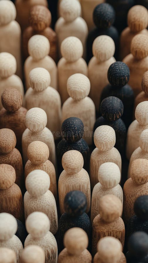 Wooden Figures Representing People with Diverse Faces Create Unique ...