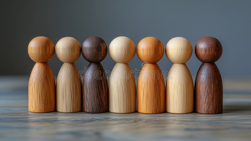 Wooden Figures Representing People in Row Create Sense of Unity and ...