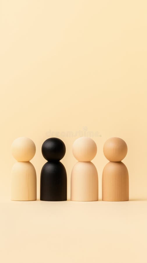 Wooden Figures Representing People in Row, Showcasing Diversity and ...