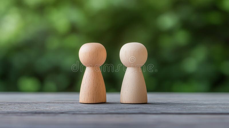 Wooden Figures Representing Two People Facing Each Other, Symbolizing ...