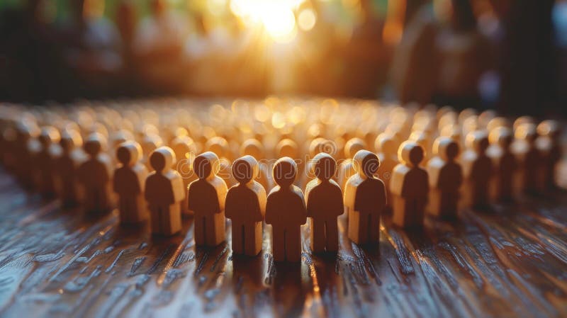 Wooden Figures Standing in a Circle Stock Illustration - Illustration ...